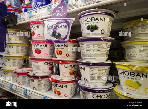 Containers Of Chobani Brand Greek Style Yogurt Are Seen On A