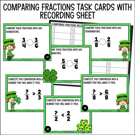 St Patricks Day Comparing Fractions Task Cards Level 1 Curious Classroom Adventures