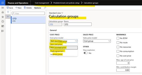 Costing Version Microsoft Dynamic Supply Chain Management D365