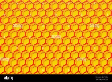 3d Illustration Of A Orange Honeycomb Monochrome Honeycomb For Honey
