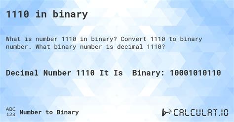1110 In Binary Calculatio
