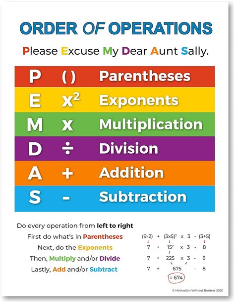 Educational Math Order Of Operation Poster For Philippines Ubuy