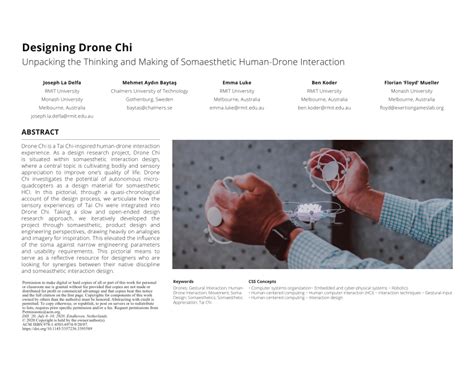 Pdf Designing Drone Chi Unpacking The Thinking And Making Of Somaesthetic Human Drone Interaction