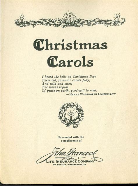 Christmas Carols John Hancock Co John Hancock Mutual Life Insurance