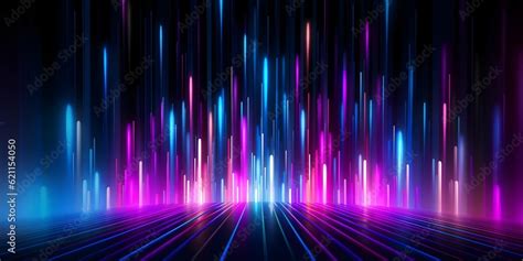 Abstract Neon Background With Glowing Pink Blue Vertical Lines Digital Ultraviolet Wallpaper