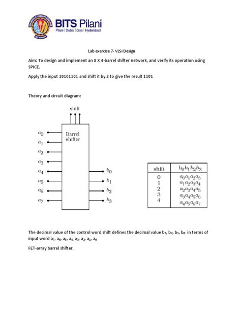 lab exercise 7 barrel shifter pdf technology and engineering