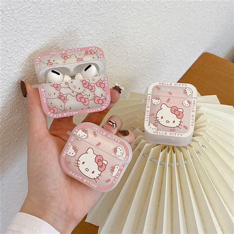 Isido卡通可爱粉色kt猫适用于airpods3保护套airpods苹果airpods2代pro无线蓝牙耳机套新款三代保护壳防摔软虎窝淘