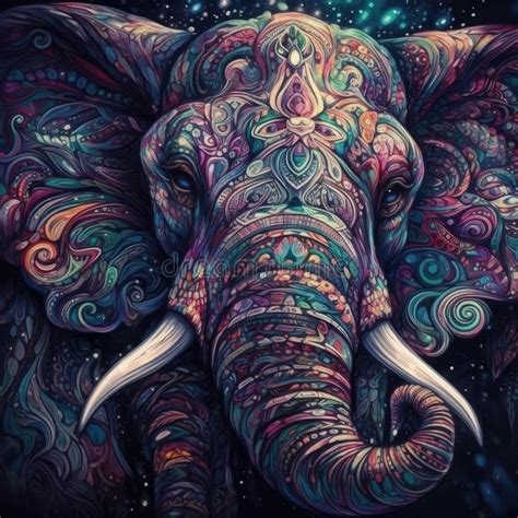 Ai Generated Illustration Of A Vibrant Majestic Elephant With