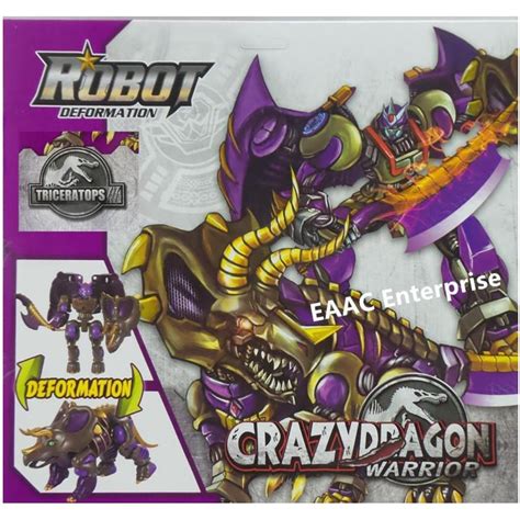 Crazy Dragon Warrior Dinosaur Triceratops Transformer Toy Purple