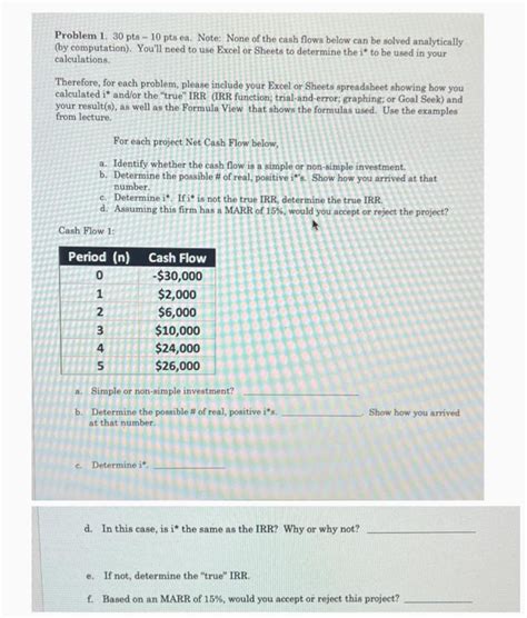solved problem 1 30 pts 10 pts ea note none of the cash flows