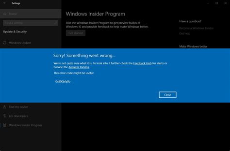 Error While Trying To Join Windows Insider Program