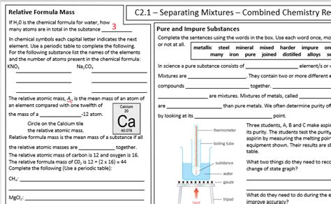 Ocr Gateway Gcse Comb Science Chemistry C2 Revision Mat Teaching Resources