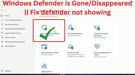 Windows Defender Is Gonedisappeared Fix Defender Not Showing Youtube