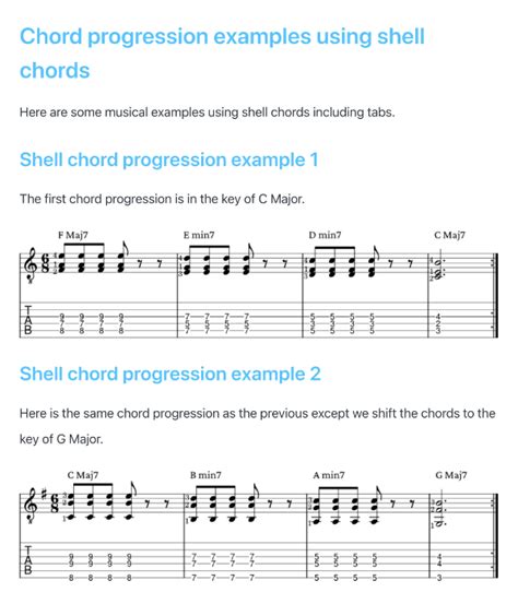 How To Play Shell Chords On Guitar Lesson Pdf Jg Music Lessons