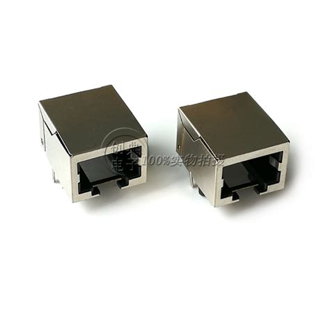 Rj45网络接口10p8c带屏蔽无灯无滤波变压器开口向下脚后305网口虎窝淘