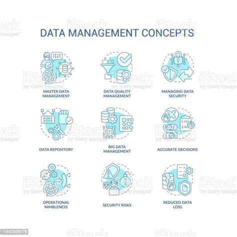 Data Management Turquoise Concept Icons Set Stock Illustration Download Image Now Abstract