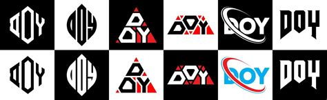 Diseño De Logotipo De Letra Doy En Seis Estilos Polígono Doy Círculo