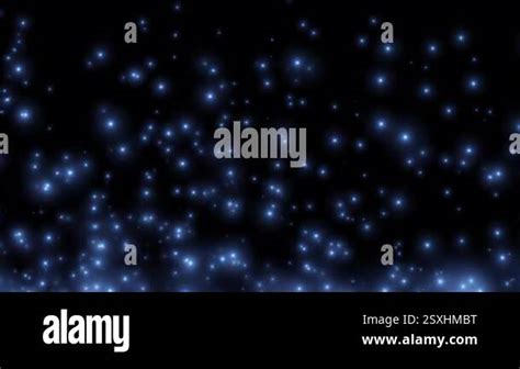 Animation Loop Flickering Blue Dust Stars Particles Flow Up To Top On Black Abstract Background