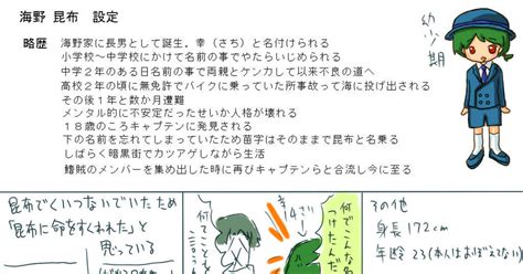 ぴく悪設定 海野昆布設定 黒味缶のイラスト Pixiv