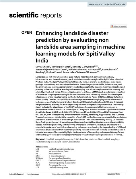 Pdf Enhancing Landslide Disaster Prediction By Evaluating Non