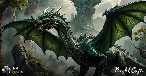 Forest Dragon Epic Black Green Dragon Roaring In Ancient