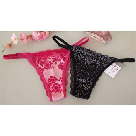 Calcinha Sexy De Renda Com Alça Regulável Na Lateral Tanga Luxo Forro