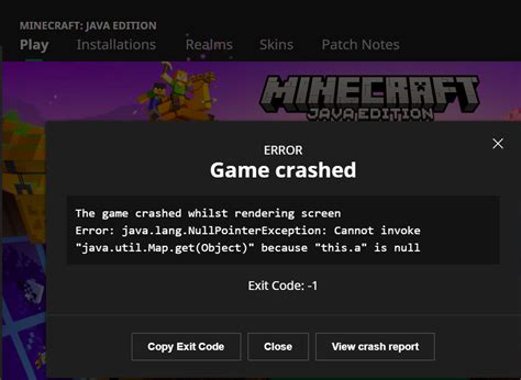 Minectaft Exit Code On Lates Snapshot When Clicked On Minecraft Realms Java Edition