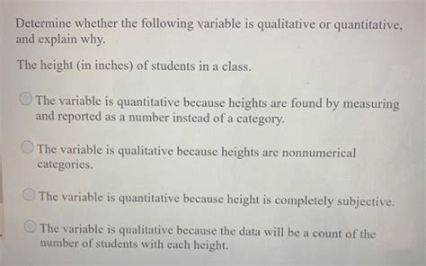 Solved Determine Whether The Following Variable Is Chegg