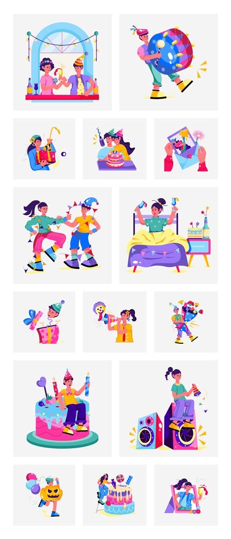 Animated Happy Birthday Illustrations On Yellow Images Creative Store