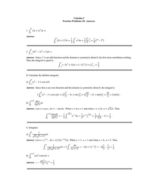 Calculus I Practice Problems 10 Answers Answer 1