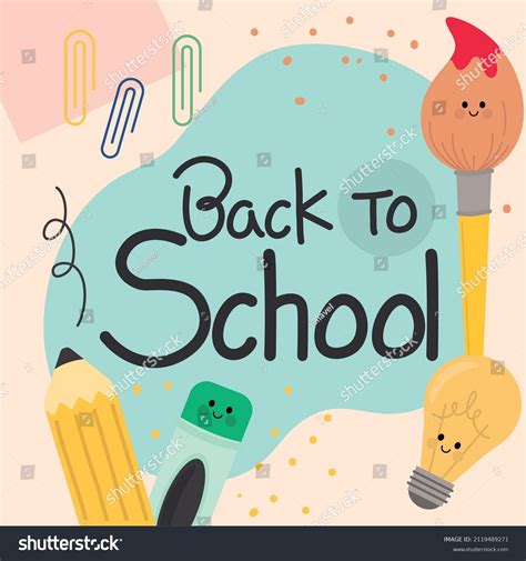 Back School Kawaii Supplies Background Stock Vector Royalty Free