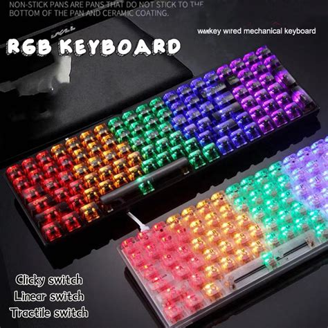 คีย์บอร์ดkeyboard Gaming Blue Switch Pink Switch คีย์บอร์ด 100 Key
