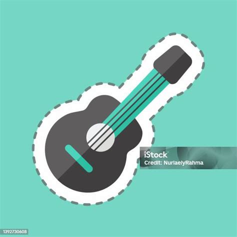 스티커 라인 컷 기타 와일드 웨스트 기호에 적합합니다 편집 가능한 간단한 디자인 디자인 템플릿 벡터 간단한 기호 그림