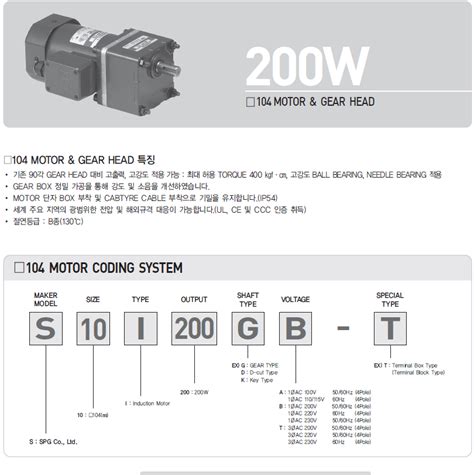 Spg모터 성신모터 S10i200ga T S10i200db T S10i200kt T판매점 오토센코리아 네이버 블로그