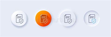 Insurance Policy Line Icon Risk Coverage Document Sign Line Icons