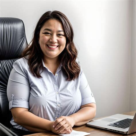 Premium Ai Image Portrait Of Beautiful Plus Size Manager Smiling
