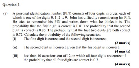 solved question 2 a a personal identification number pin
