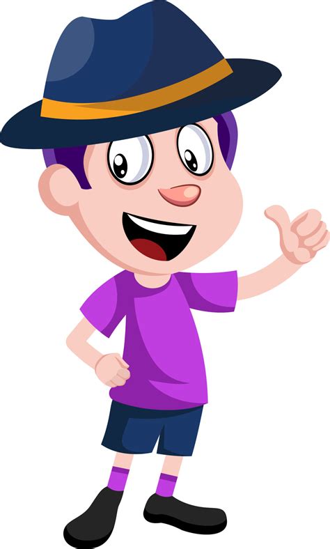 Boy With Blue Hat Illustration Vector On White Background 13483983