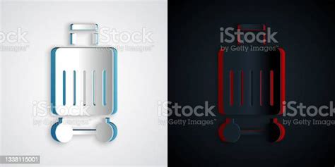 종이 는 회색과 검은 색 배경에 고립 된 여행 아이콘가방을 잘라 여행 수하물 표지판 여행 수하물 아이콘 종이 아트 스타일 벡터 3차원 형태에 대한 스톡 벡터 아트 및 기타