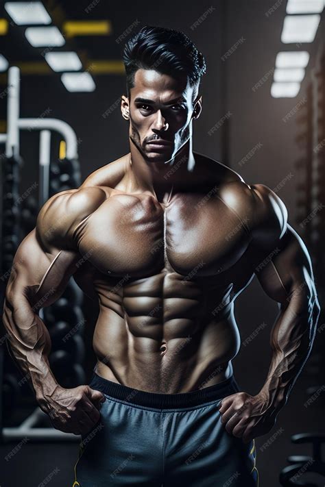Premium Ai Image Man With Perfect Body At The Gym Generative Ai