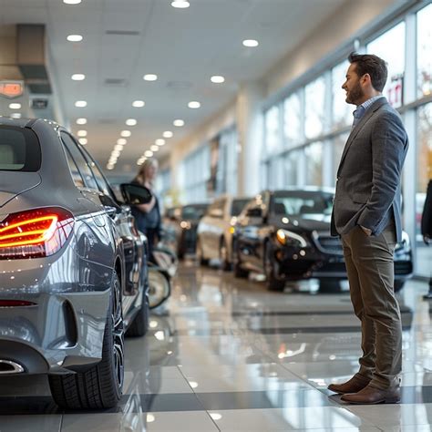 Premium Photo Car Dealership Sales Associate Presents Models To