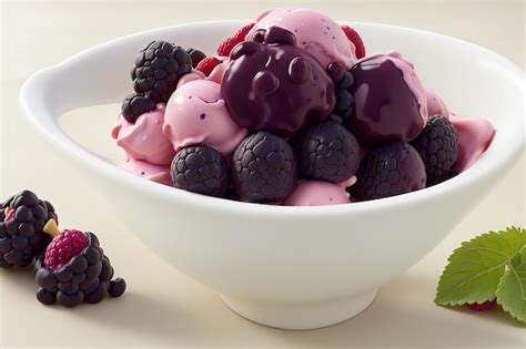 Premium Ai Image Blueberry And Blackberry Ice Cream