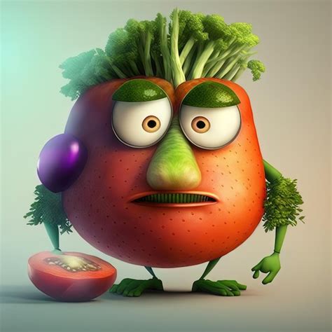 Premium Photo Cartoon Funny Fruits Healthy Food Healthy Lifestyle