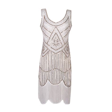 Brnmxoke Womens Flapper Dresses Vintage 1920s Fringed Sequin Beaded