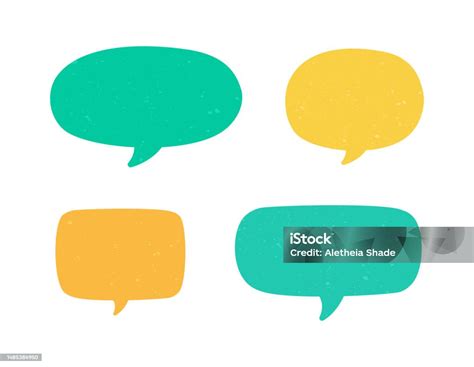 빈티지 말풍선 세트 그런 지 질감 텍스트 상자 프레임 복고풍 채팅 상자 메시지 상자 대화 템플릿 벡터 일러스트레이션 디자인 기포에 대한 스톡 벡터 아트 및 기타 이미지