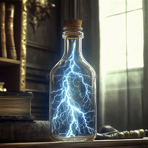 Powerful Lightning In A Bottle Ai Generated Stock Illustration