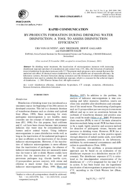 Pdf By Products Formation During Drinking Water Disinfection A Tool