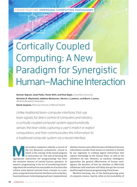 Pdf Cortically Coupled Computing A New Paradigm For Synergistic Human Machine Interaction