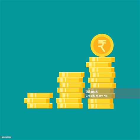황금 루피 동전의 스택 플랫 골드 아이콘 파란색으로 분리됩니다 가격에 대한 스톡 벡터 아트 및 기타 이미지 가격 구매 금융 Istock