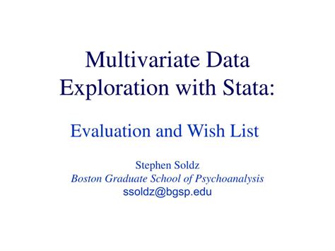 Ppt Multivariate Data Exploration With Stata Powerpoint Presentation Id 448527